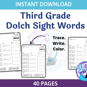 40 Sight Word Worksheets Third Grade Dolch Sight Words- Sight Word ...