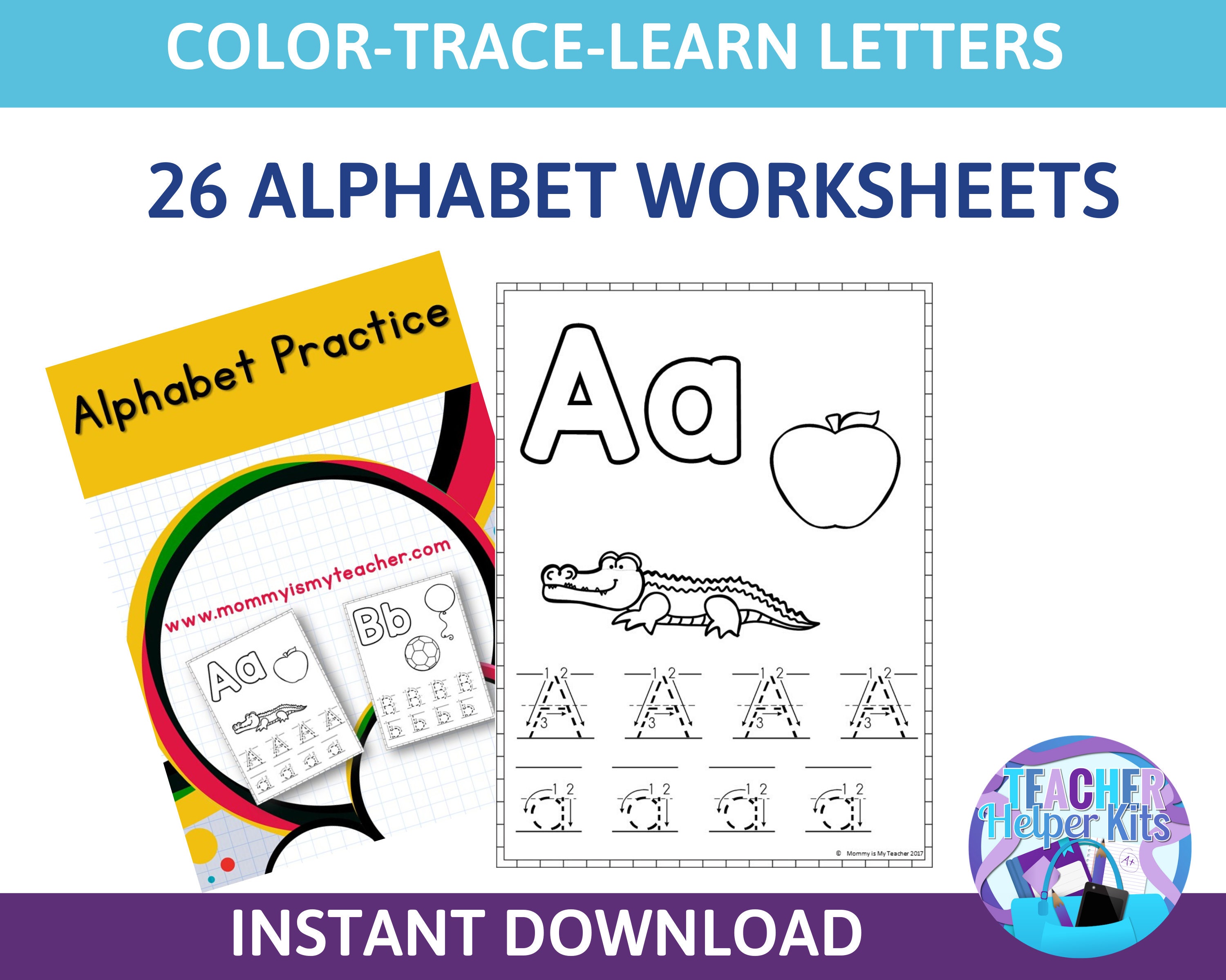 26 Printable Alphabet Worksheets- Reading Alphabet Worksheet- Preschool ...