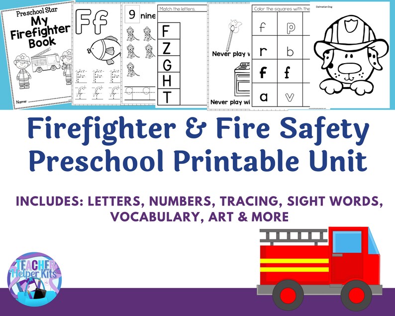 Fire Safety & Firefighters Preschool Printables~preschool Curriculum ...