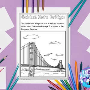 Landmarks Coloring Pages, Geography Worksheets, US American Landmarks ...