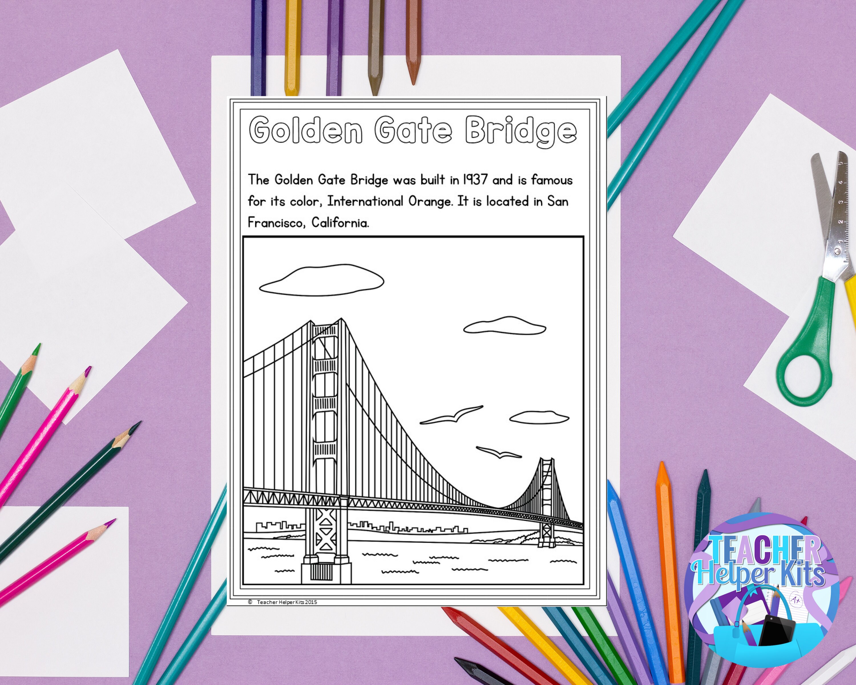 Landmarks Coloring Pages, Geography Worksheets, US American Landmarks ...