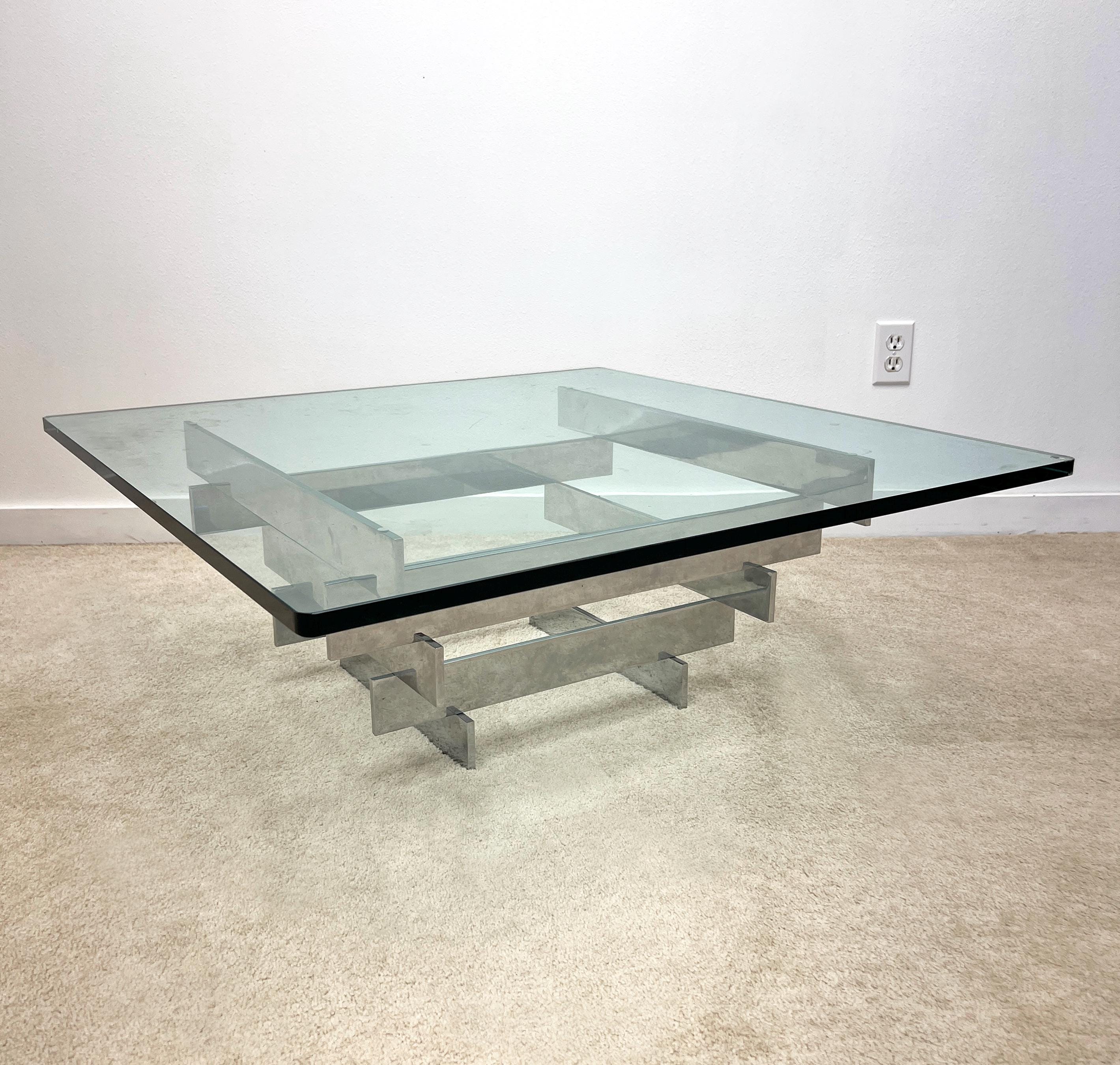 Vintage Mid Century Paul Mayen Habitat Architectural Stainless Glass Coffee Table Etsy