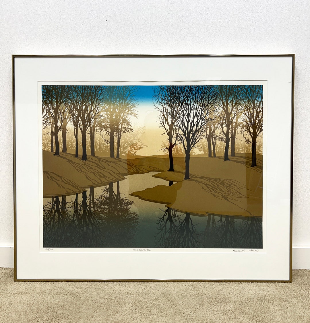Mid Century Russell Ford Serigraph Framed Tree Landscape Art Print ...