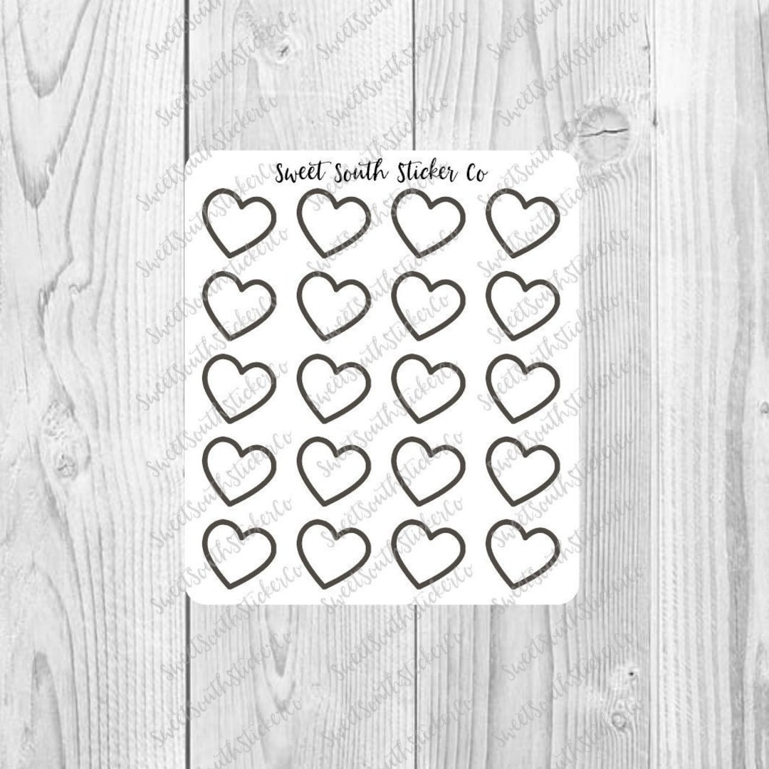 Heart Outline Stickers, Planner Stickers, Cute Stickers, Heart Stickers ...