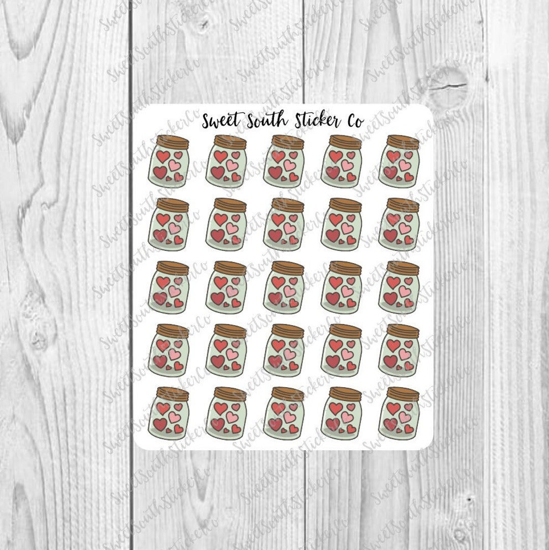 Jar of Hearts Stickers, Savings Stickers, Savings Tracker, Planner ...