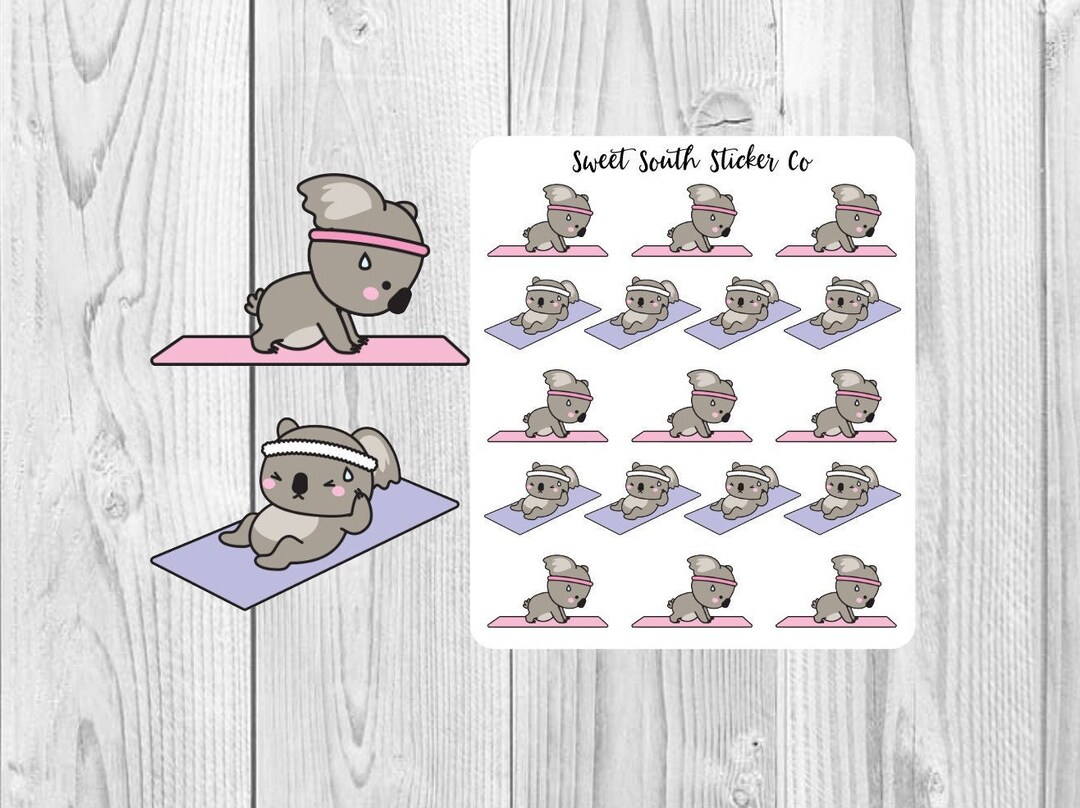 Kip the Koala, Workout Stickers, Exercise Stickers, Koala Stickers ...