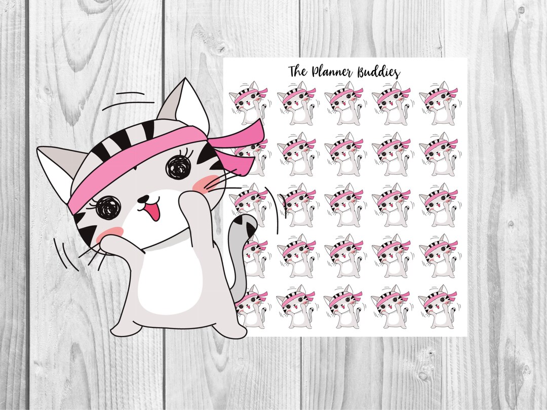 Kate the Cat, Fitness, Planner Stickers, Functional Stickers, Work Out ...
