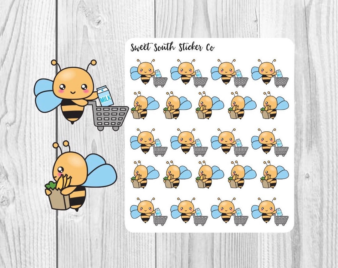 Beatrice the Bee, Grocery Stickers, Planner Stickers, Bees, Bee ...
