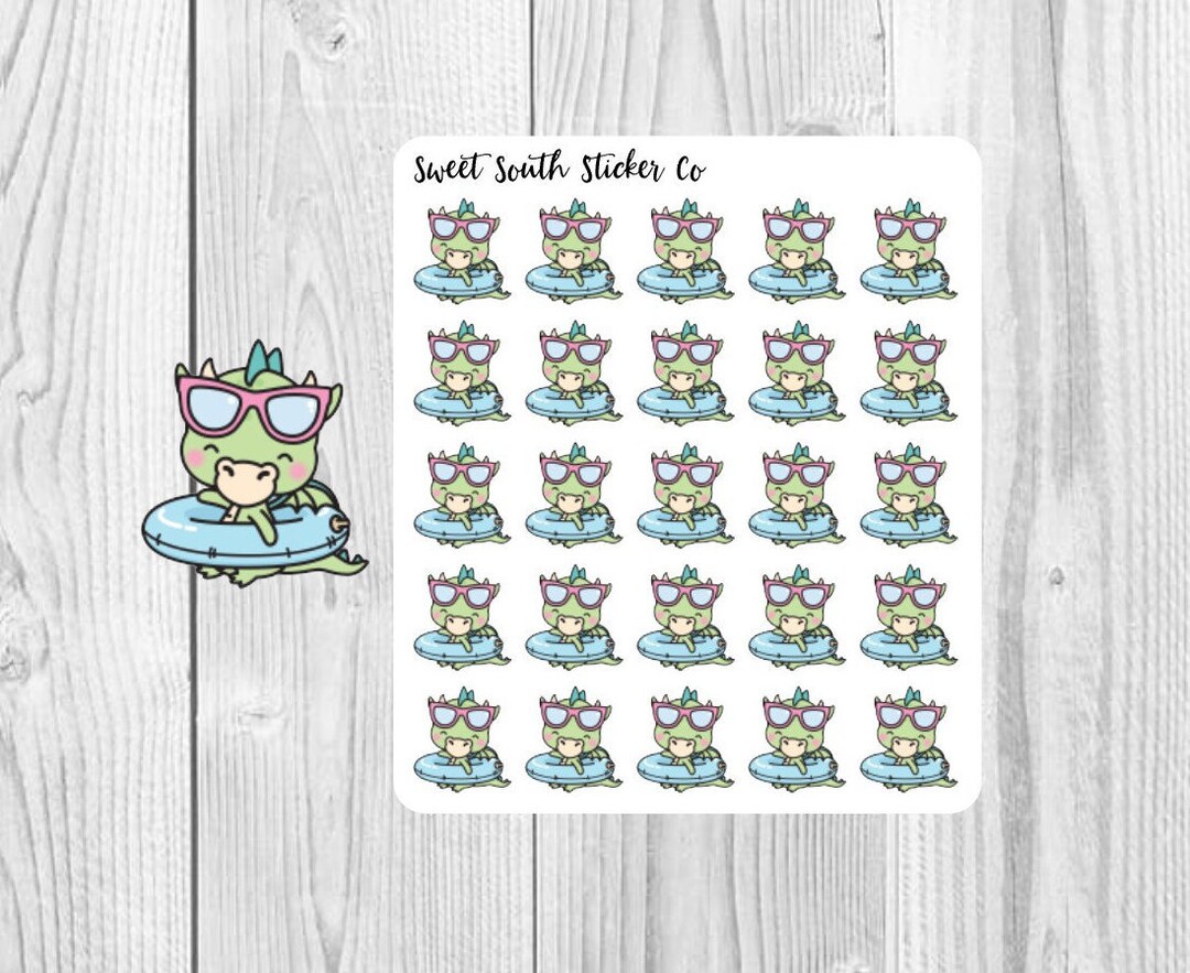 Spike the Dragon, Summer Stickers, Summer Time, Pool Stickers, Beach ...