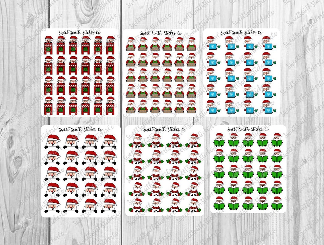 Santa Planner Stickers, Planner Stickers for Christmas, Holiday ...