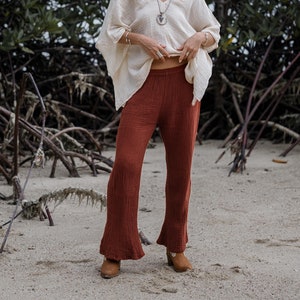 Women's Cotton Pants Malia / Wide Leg Harem Pants / Organic Gauze ...