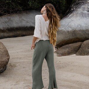 Women's Cotton Pants Malia / Wide Leg Harem Pants / Organic Gauze ...