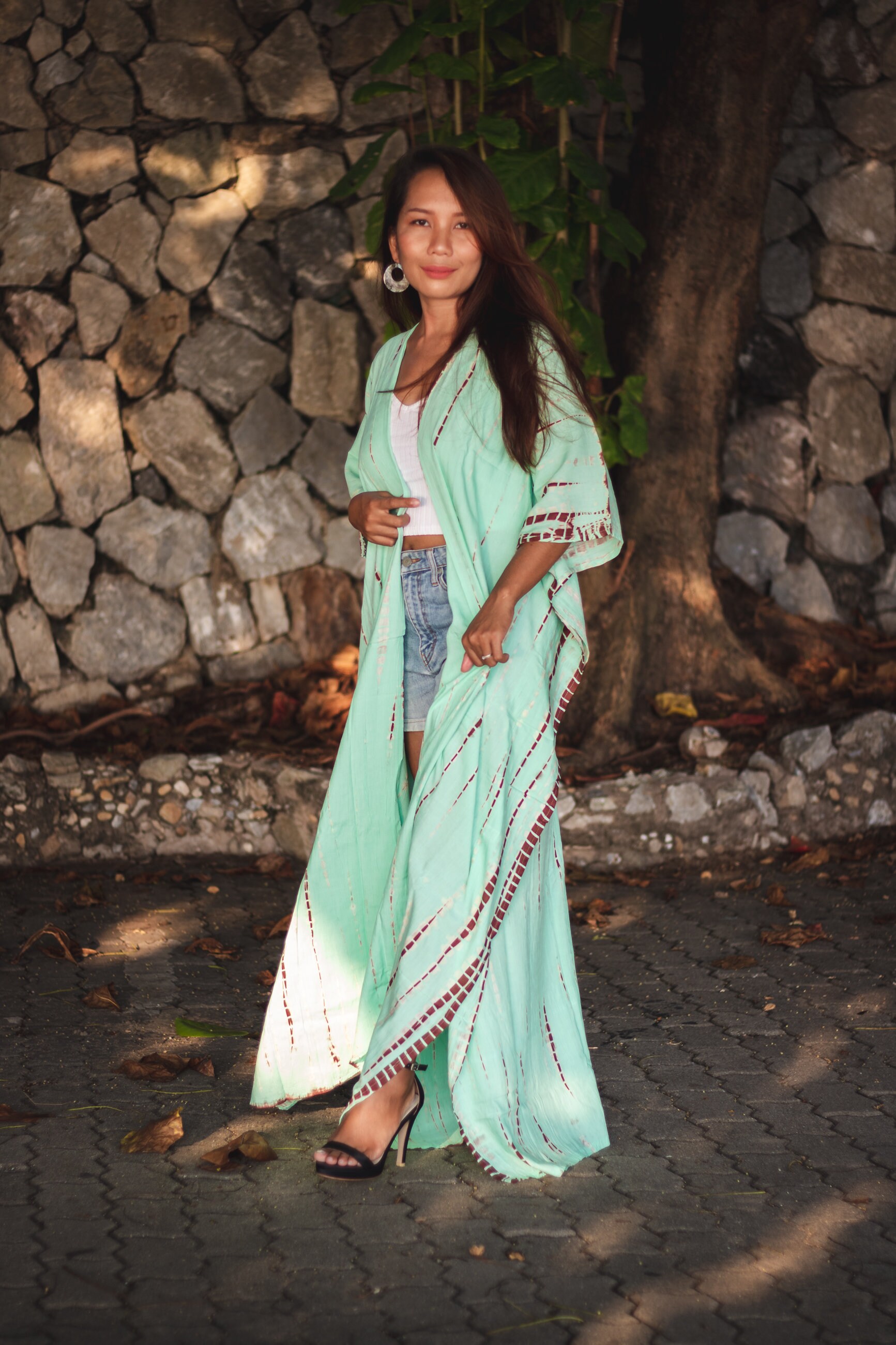 Long Kimono in Turquoise / Maxi Robe Beach Cover up / Vacation | Etsy