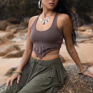 Womens Triangle Crop Top Aluna Black / Sleeveless Boho Tank Top - Etsy