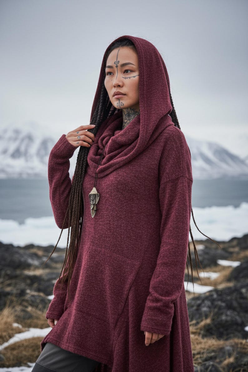 Long Women's Hooded Sweater / Long Boho Coat Dress Bohemian Clothing - Etsy