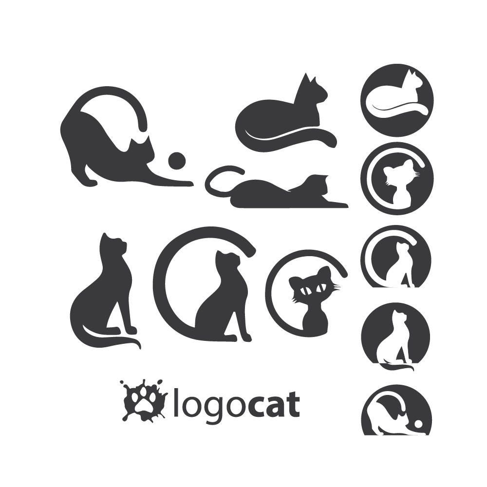 Instant Download Cat Logo Icon Marks Set Vector Format - Etsy
