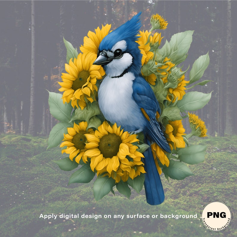 Blue Jay on Flowers Watercolor Artwork 3, Commercial Use, Wall Art ...