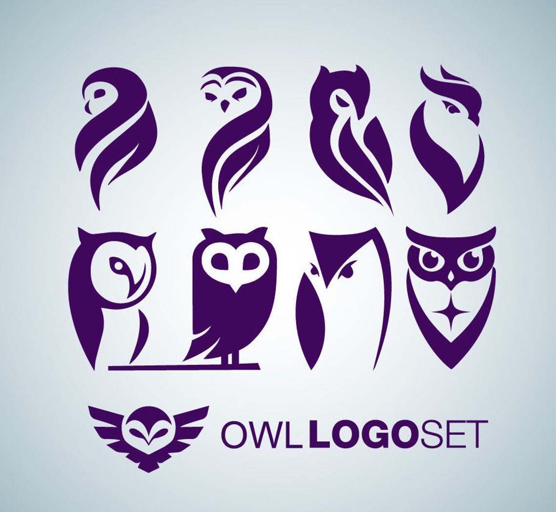 Instant Download Owl Logo Icon Mark Set 1 - Etsy