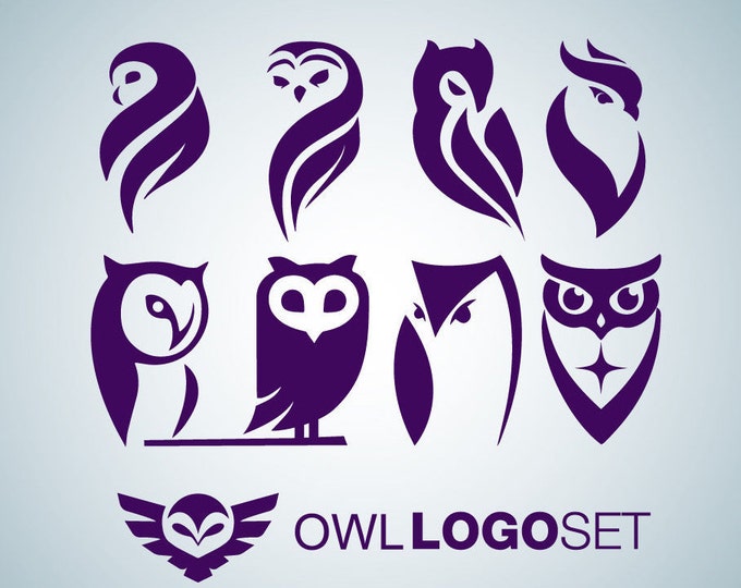 Instant Download Owl Logo Icon Mark Set 1 - Etsy