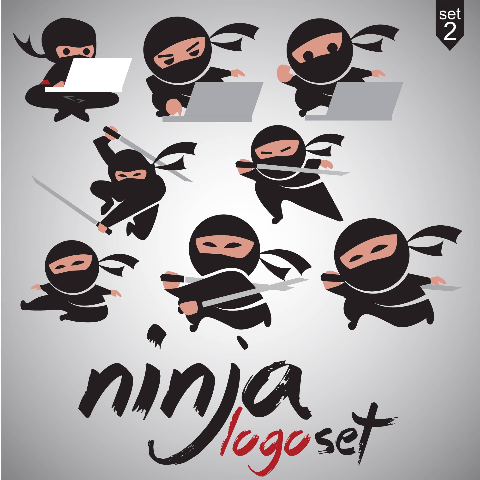 Instant Download Ninja Logo Icon Marks Set 2 - Etsy