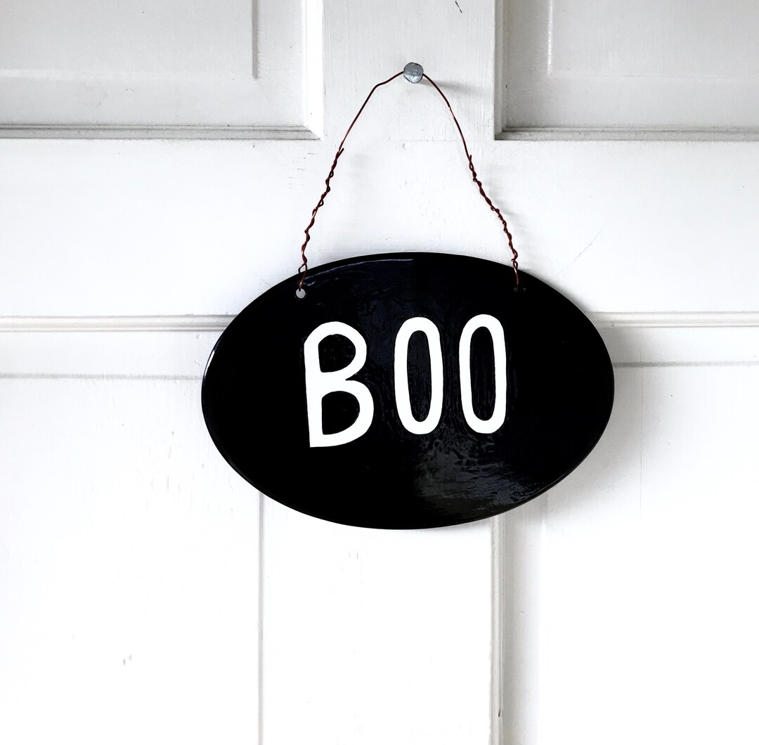 Boo Sign Plaque With Hanging Wire Halloween Decor - Etsy