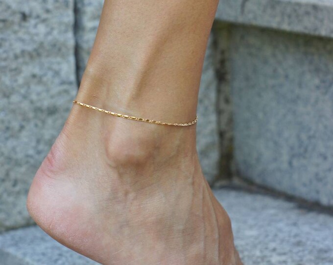 Simple golden anklet / 18k gold plated / gold chain / chain - Etsy.de