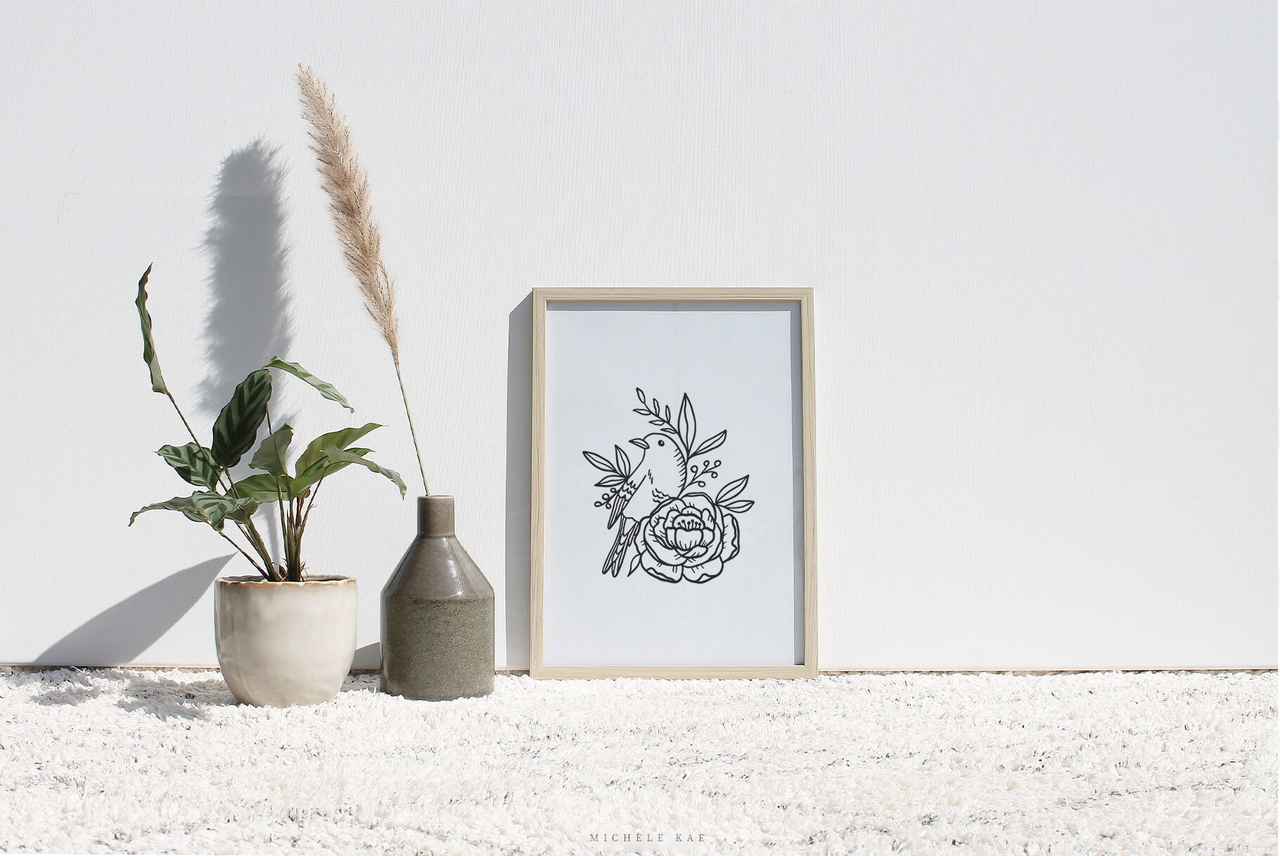 Bird With Flowers Svg File Botanical Svg Cut File Cutting | Etsy