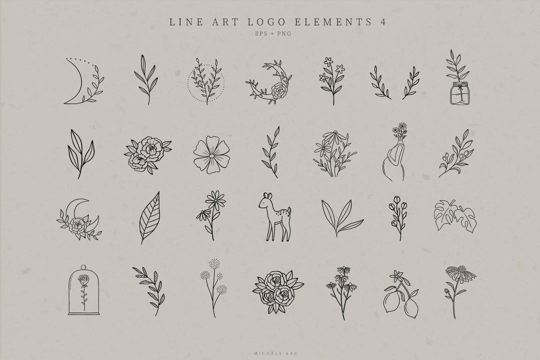 Line Art Logo Elements, Logo Design, Business, Illustration, One Line ...