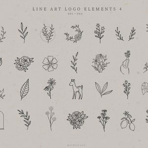 Line Art Logo Elements, Logo Design, Business, Illustration, One Line ...