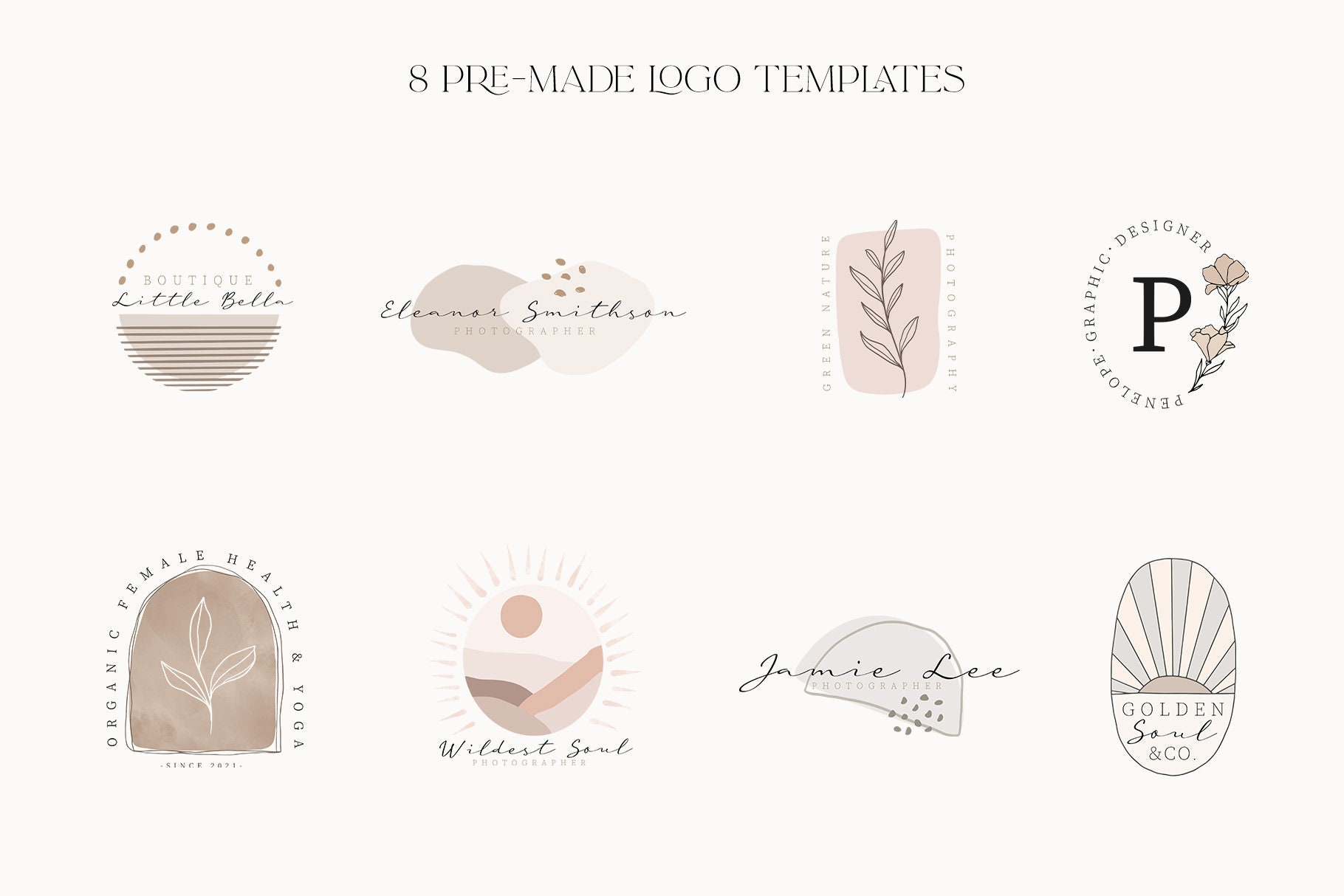 Abstract Logo Elements Pre made logo templates Watercolor | Etsy