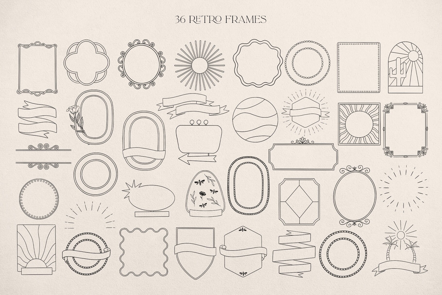 Retro Logo Elements, Frames, Vector, Illustrations, Retrograde, Vintage ...
