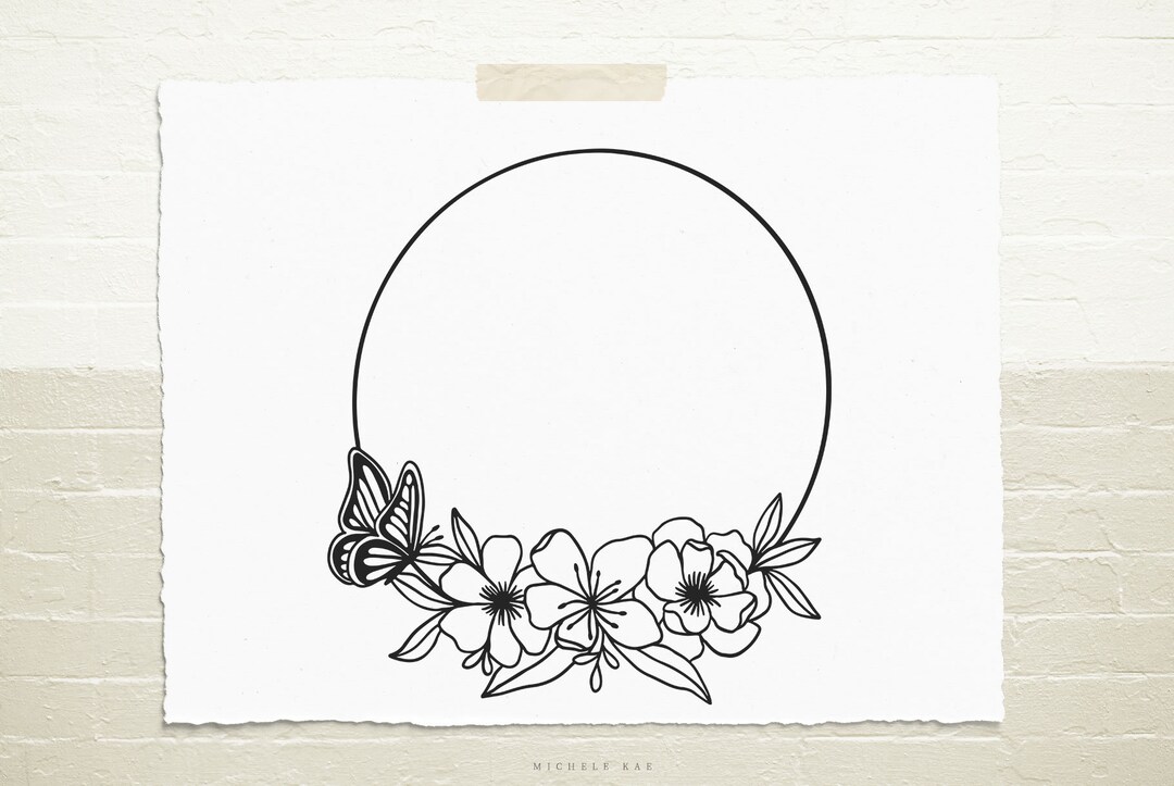 Wildflower Wreath Svg File, Botanical, Svg, Cut File, Cutting File ...