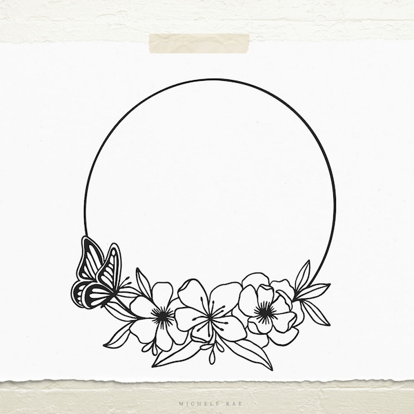 Wildflower Wreath Svg File, Botanical, Svg, Cut File, Cutting File ...