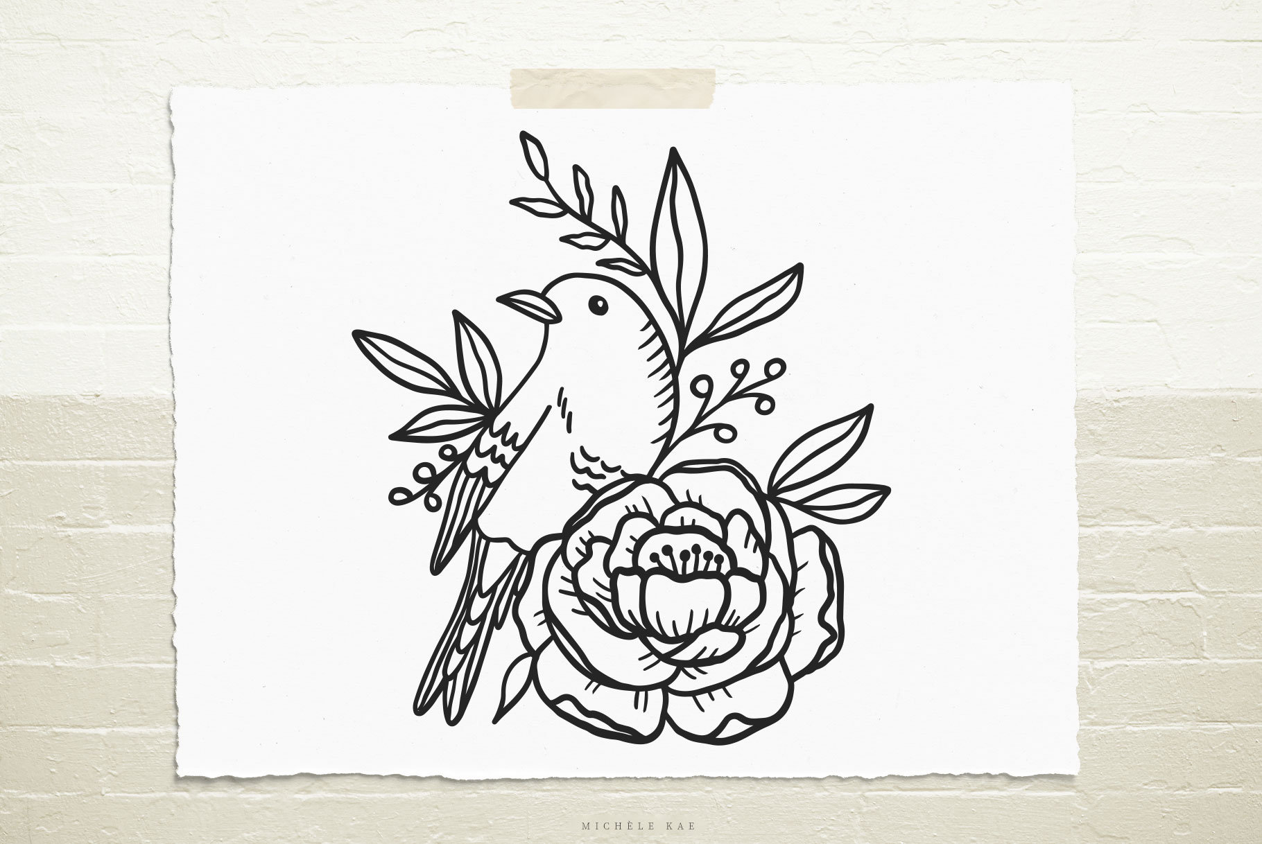 Bird With Flowers Svg File Botanical Svg Cut File Cutting | Etsy
