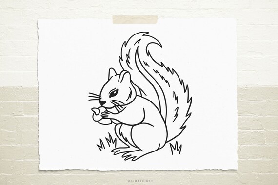 Cute Squirrel With Nut Svg File Illustration Svg Cut File | Etsy