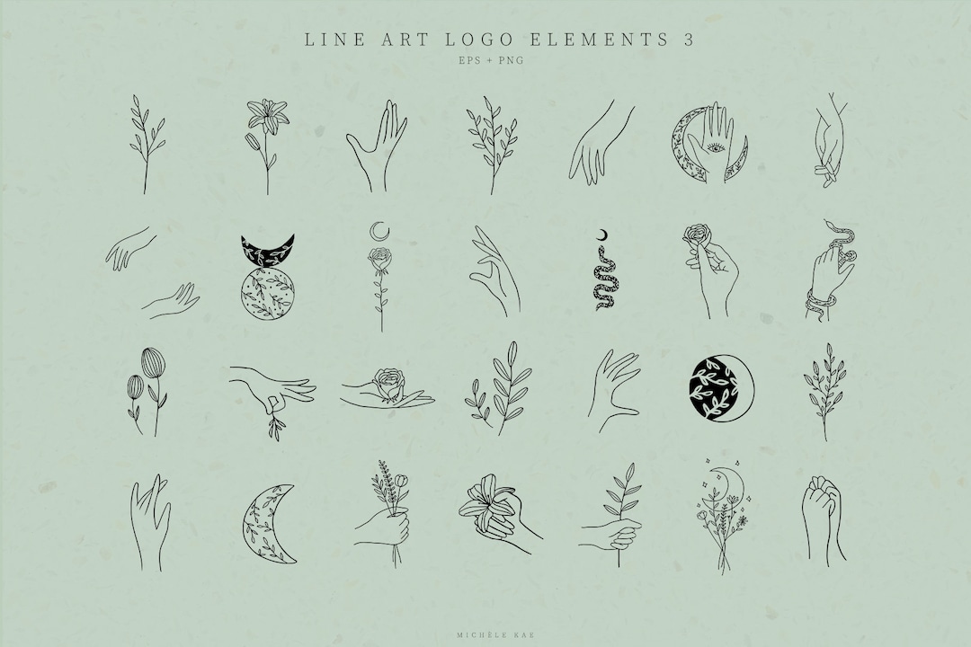 Line Art Logo Elements, Logo Design, Business, Illustration, One Line ...