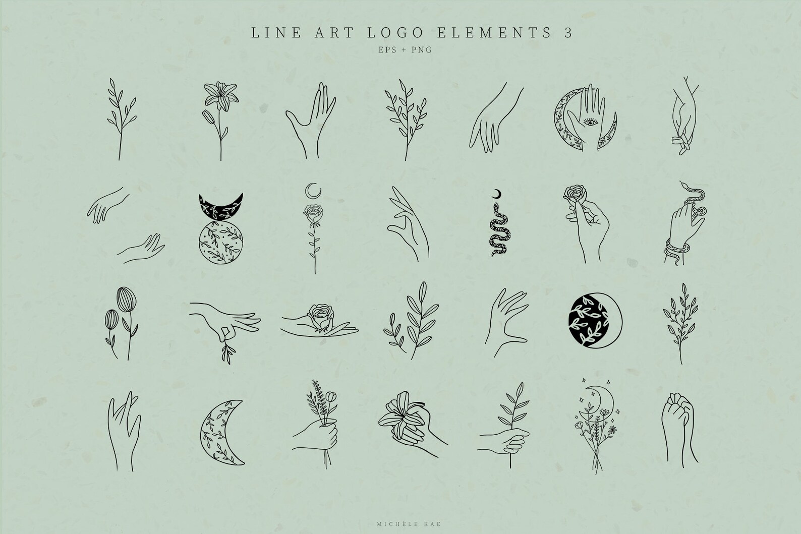 Line Art Logo Elements, Logo Design, Business, Illustration, One Line ...