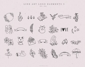 Line Art Logo Elements Logo Design Business Illustration | Etsy