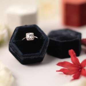 Velvet Ring Box Hexagonal Ring Box Wedding Gift Navy | Etsy