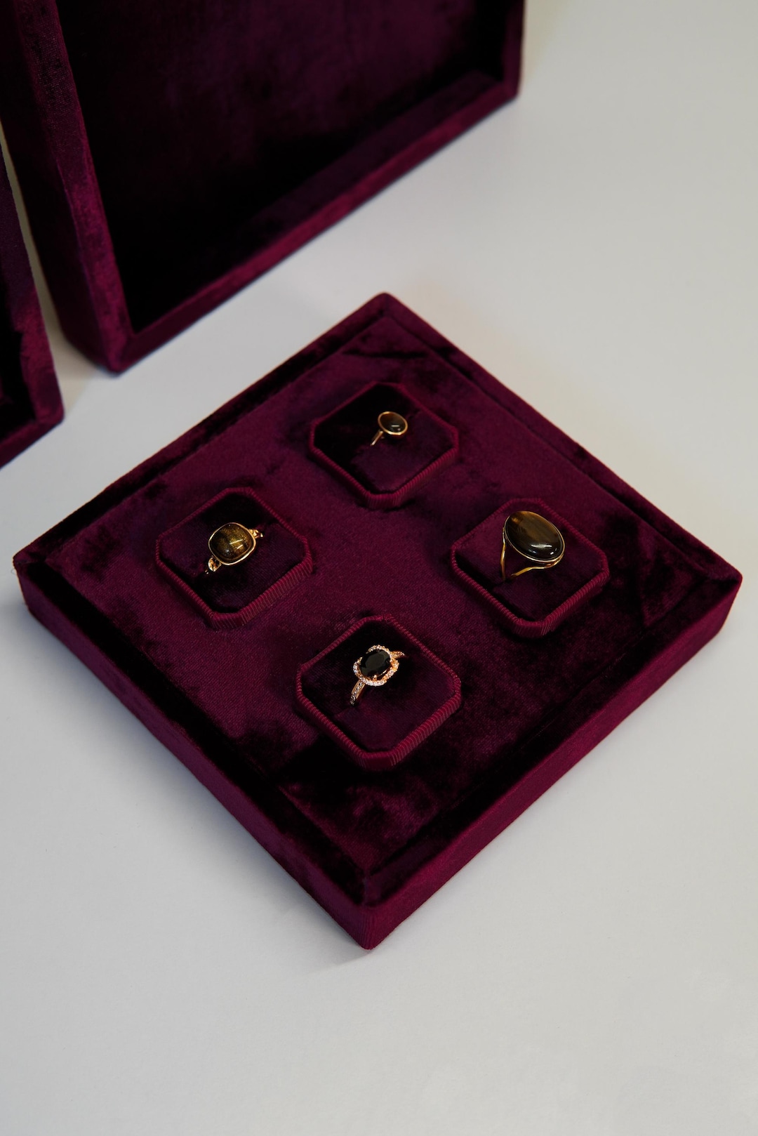 Velvet Ring Display Case: 4-slot Jewelry Storage - Etsy