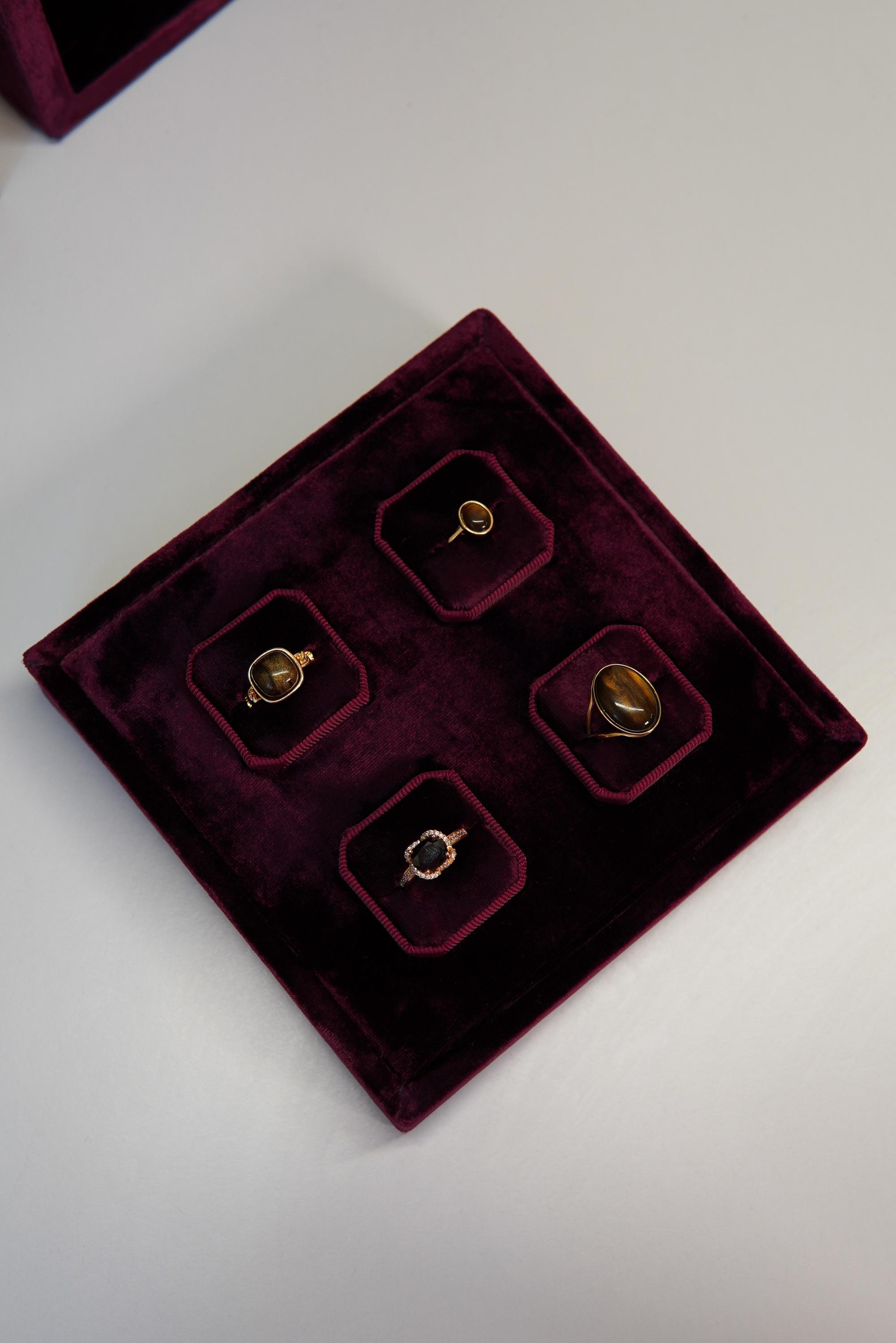 Velvet Ring Display Case: 4-slot Jewelry Storage - Etsy