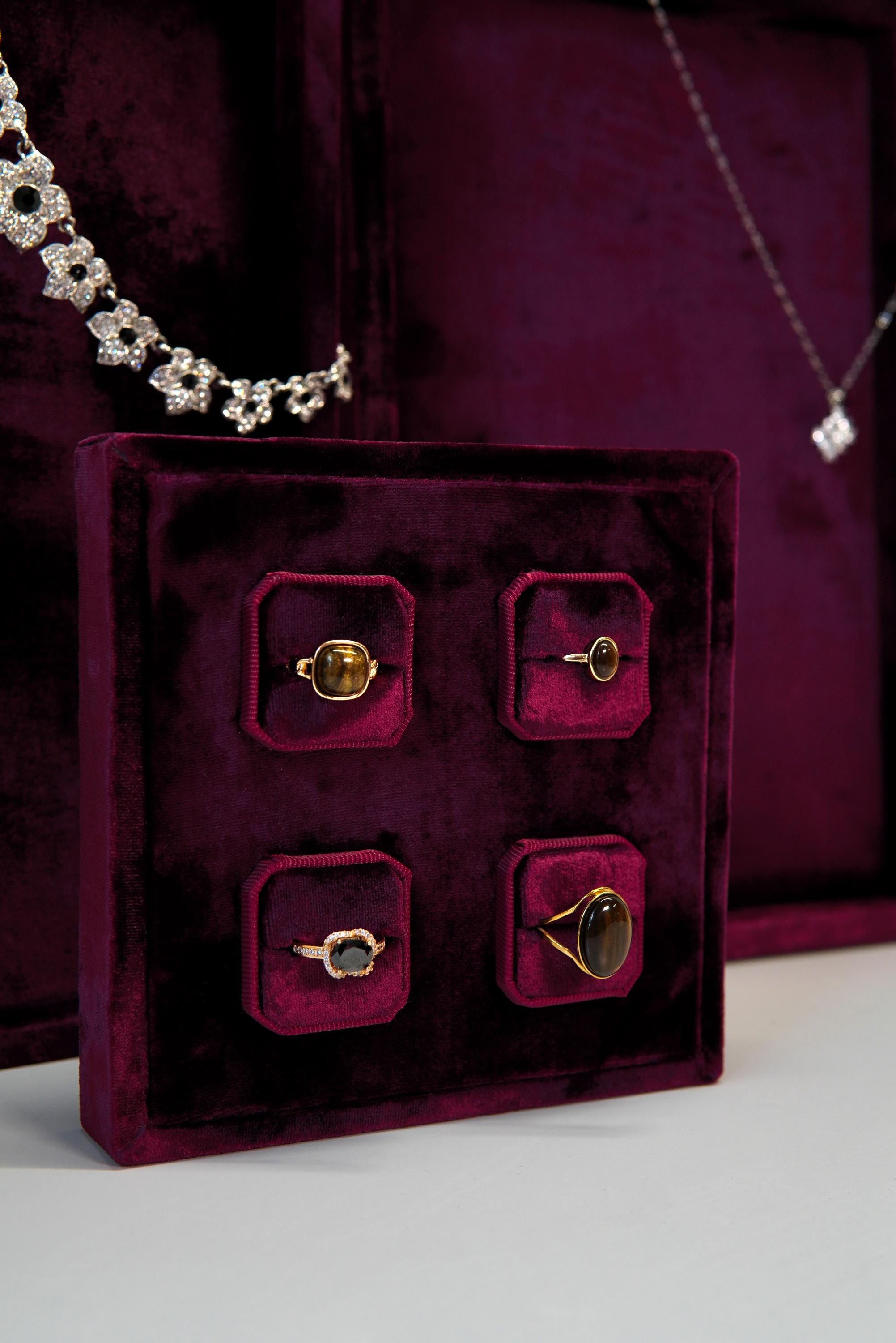 Velvet Ring Display Case: 4-slot Jewelry Storage - Etsy