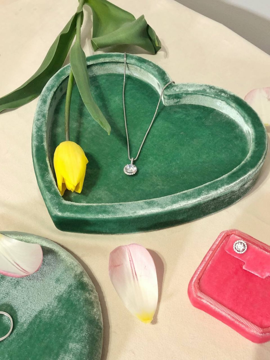 Heart Shaped Velvet Jewelry Display Tray - Antique Style - Etsy