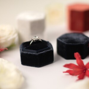 Velvet Ring Box Hexagonal Ring Box Wedding Gift Navy | Etsy