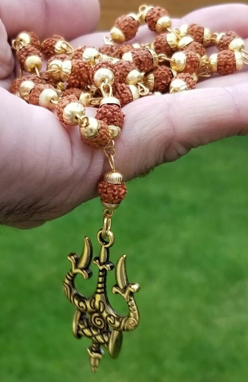 Hindu Sikh Shiv Mahakal Trishul Trident Kavach Rudraksh Beads | Etsy