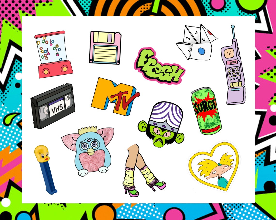 Back to the 90s Sticker Pack | Etsy