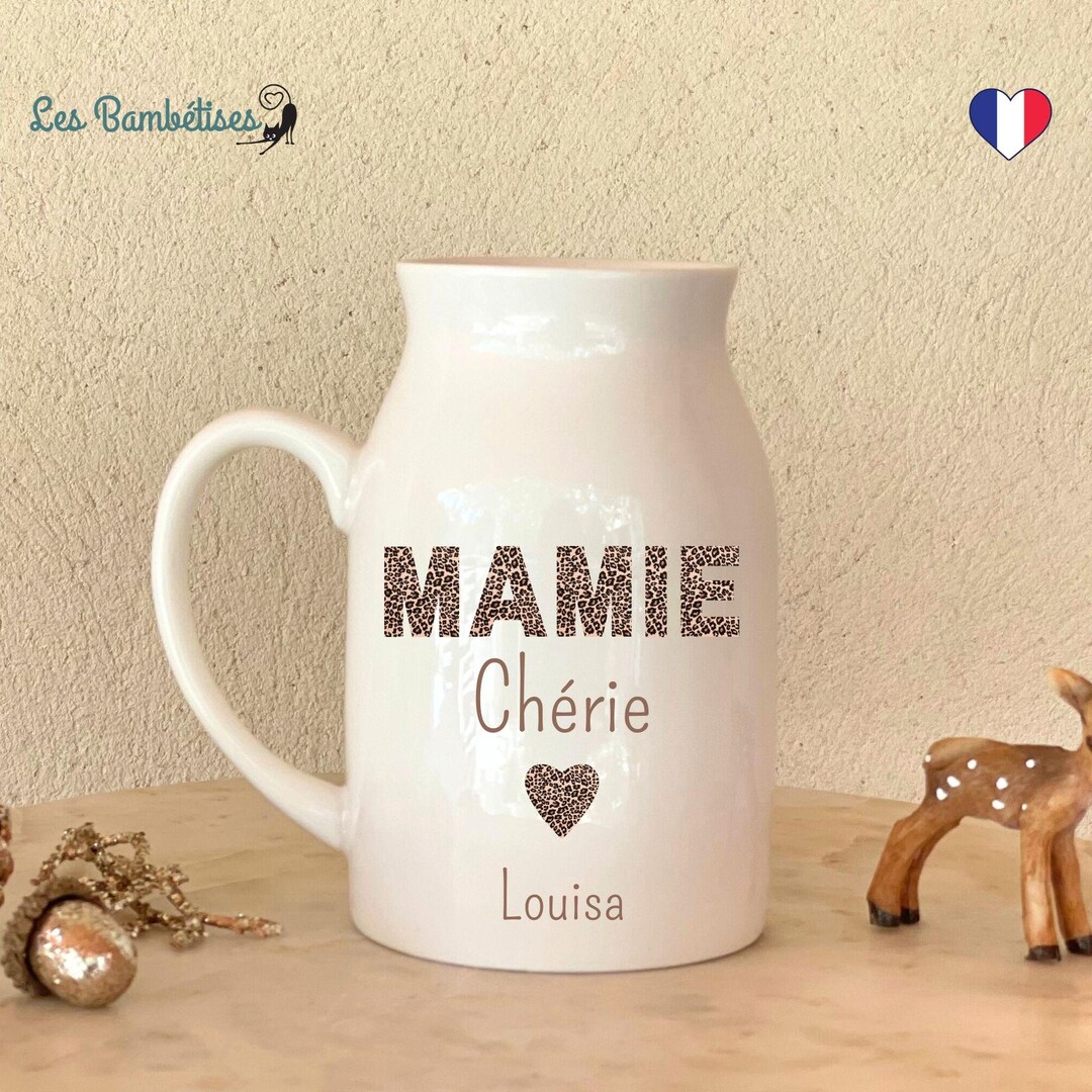 Personalized Leopard Grandma Milk Jug - Small Personalized Grandma Vase ...