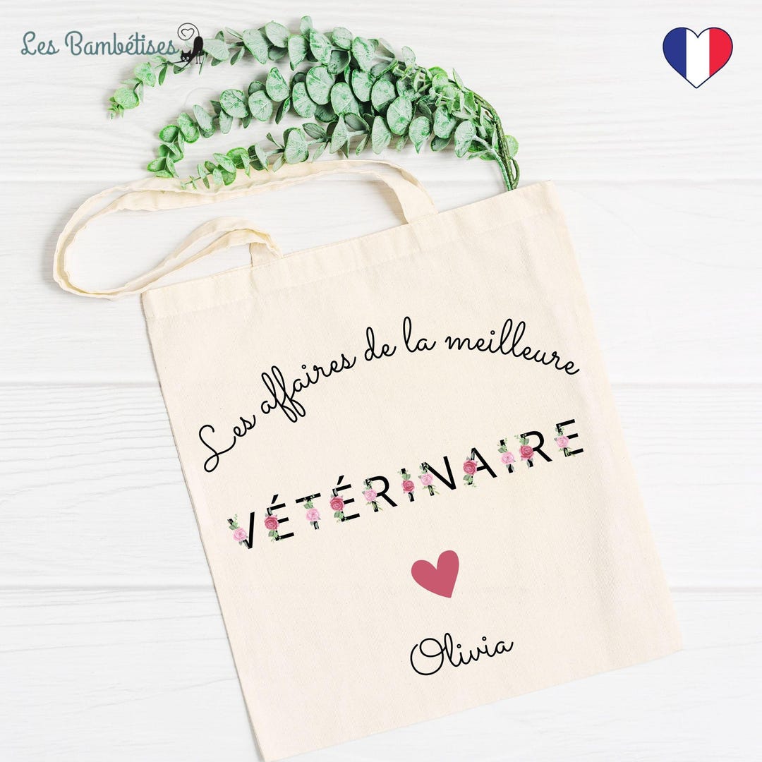 Customizable Veterinarian Tote Bag Floral Letters Personalized ...