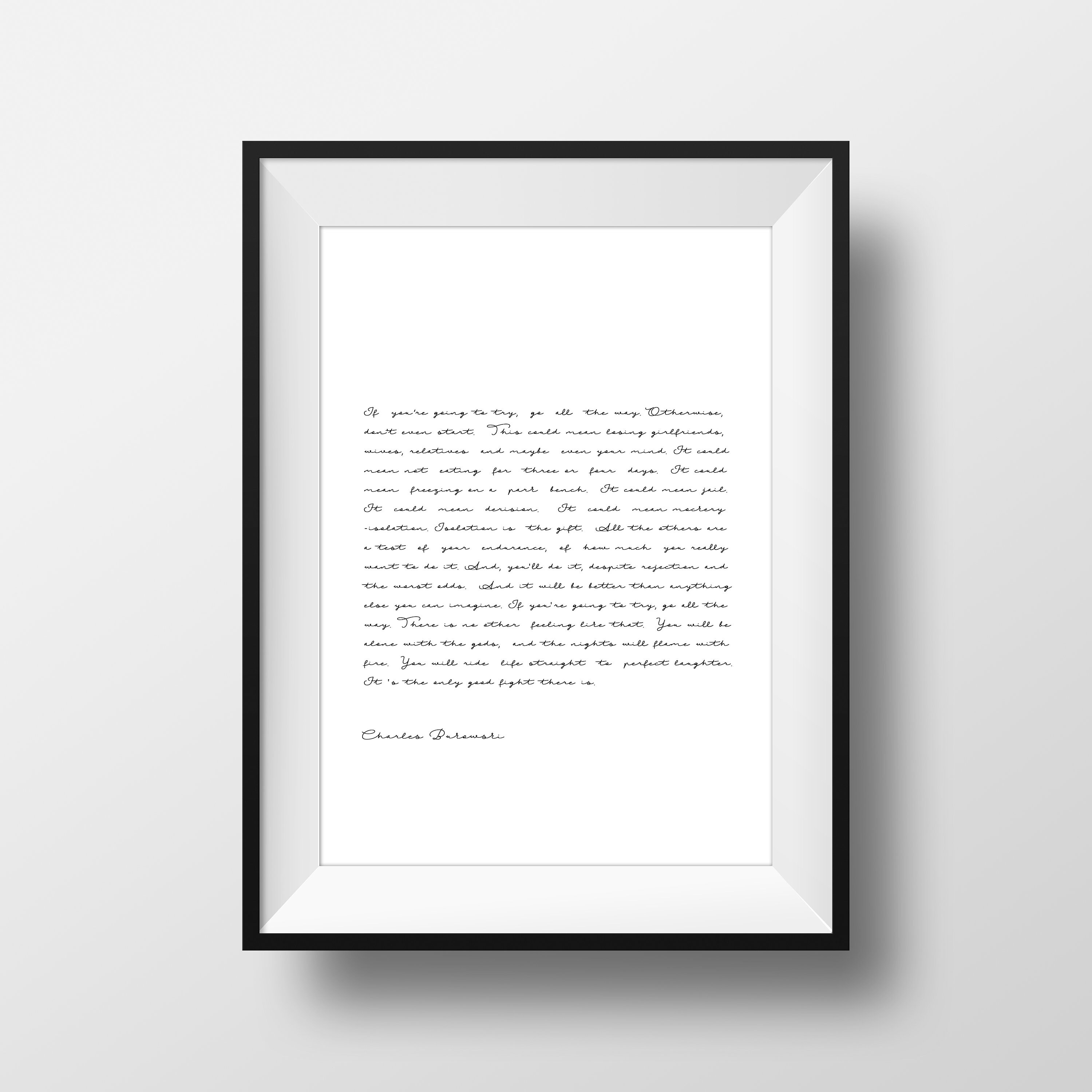 Bukowski Print Charles Bukowski Quote Motivational Quote - Etsy