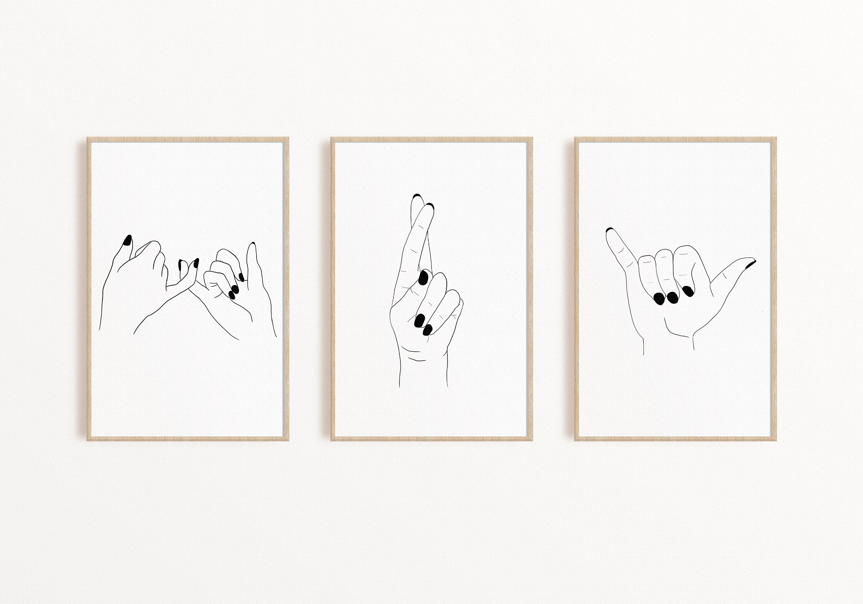 Pinky Promise Fingers Crossed Hang Loose Hand Signs Set Hand - Etsy